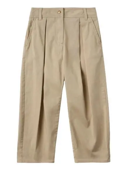 Moncler Pleated Stretch Cotton Gabardine Pants - Nude