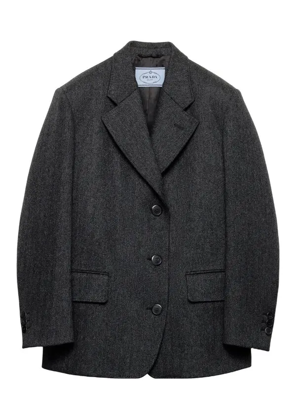 Prada Single-breasted Chevron Caban Jacket - Bituminous Ash Free