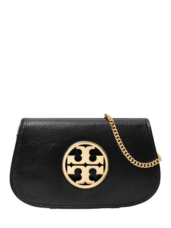 Tory Burch Reva Logo Plaque Shoulder Bag - Black