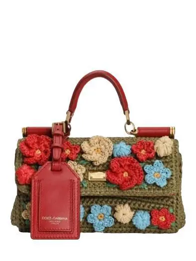 Dolce & Gabbana My Sicily Crochet Handbag With Floral Appliqués - Multi-color