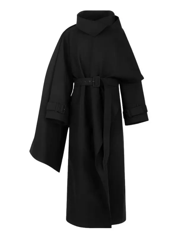ENTIRE STUDIOS Long-sleeve Trench Coat With Belted Waist And Cuffs - Black
