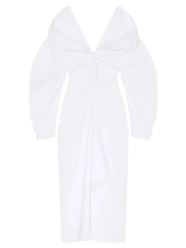 Givenchy Slashed Long-sleeve Shirt Dress - White