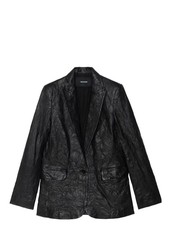 Zadig&Voltaire Valse Crinkled Leather Blazer - Black