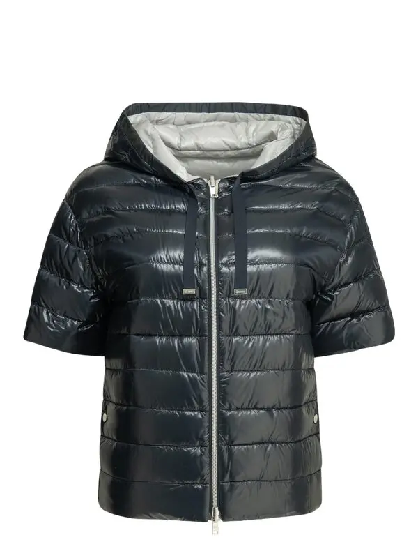 Herno Zip-up Drawstring Quilted Reversible Jacket - Blue