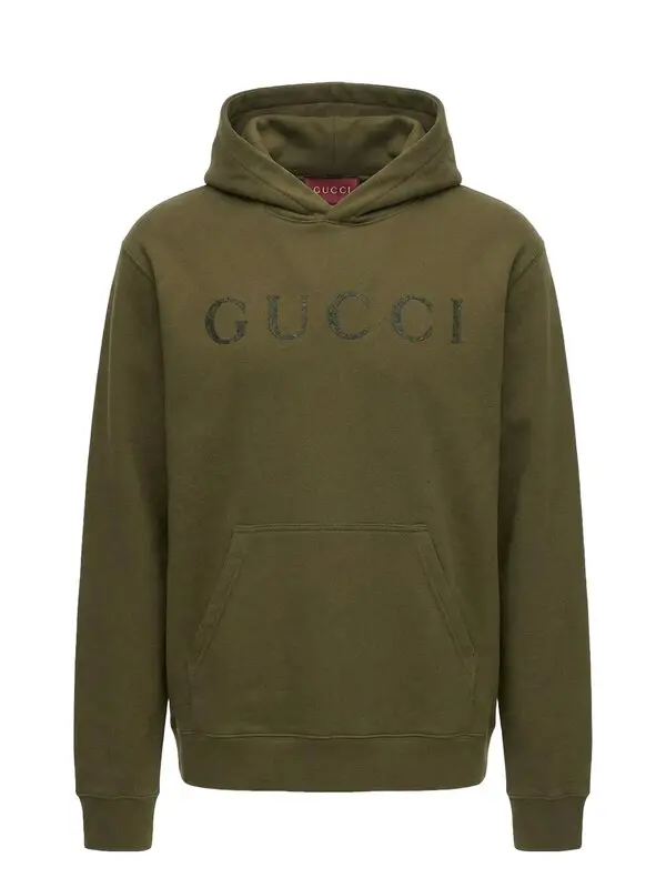Gucci Cotton Jersey Sweatshirt With Embroidery - Forest Green
