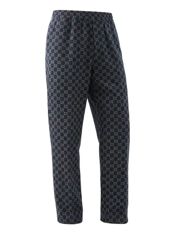 Gucci Gg Brushed Flannel Pants - Blue And Light Blue