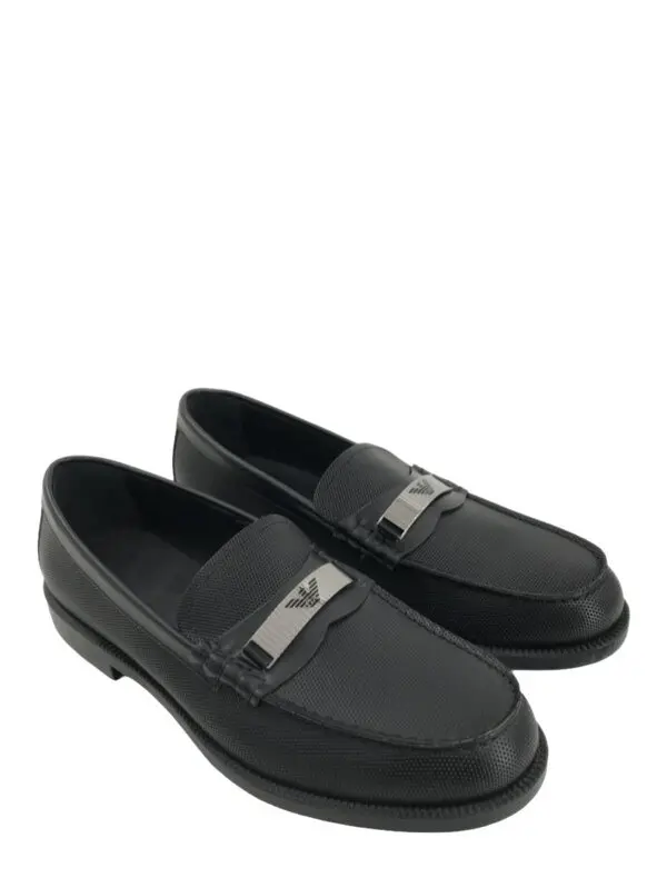 Emporio Armani Logo Detail Loafers - Black