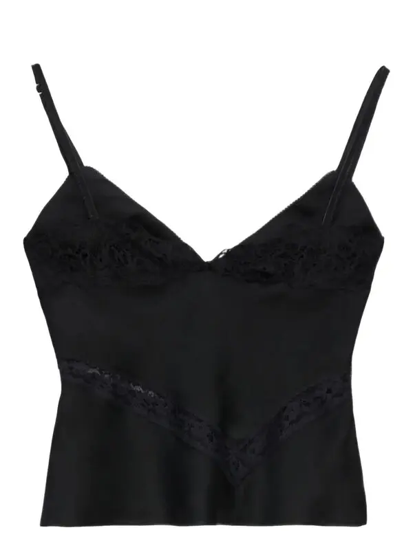 MSGM Lace Trim Camisole Top - Black