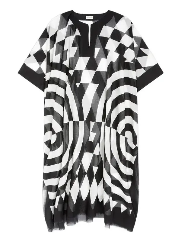 Dries Van Noten Graphic Print Cotton Kaftan - Dessin A