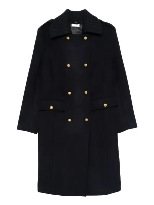 P.a.r.o.s.h Double-breasted Long-sleeved Coat - Blue