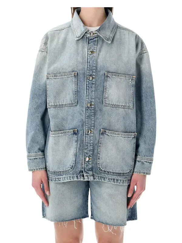ICON DENIM LOS ANGELES Nika Oversized Utility Denim Jacket - Smoke-blue