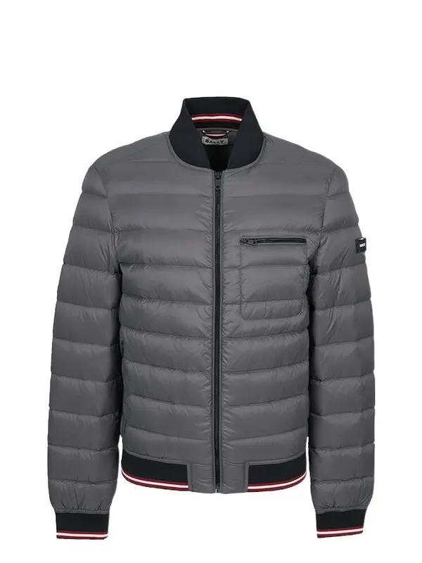 Bally Quilted Puffer Jacket With Logo Detail - Gray