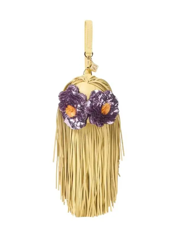 Fendi Fringed Bag Bugs Charm - Yellow
