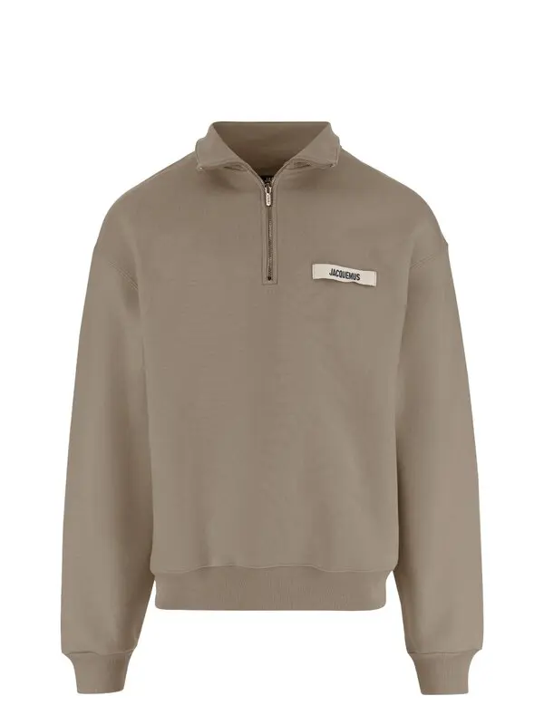 Jacquemus The Gros Grain Zipped-rollneck Sweatshirt - Nude