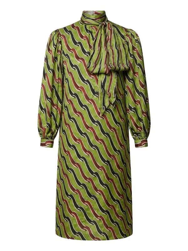 Gucci Printed Silk Dress With Self-tie Neck Bow - Multi-color
