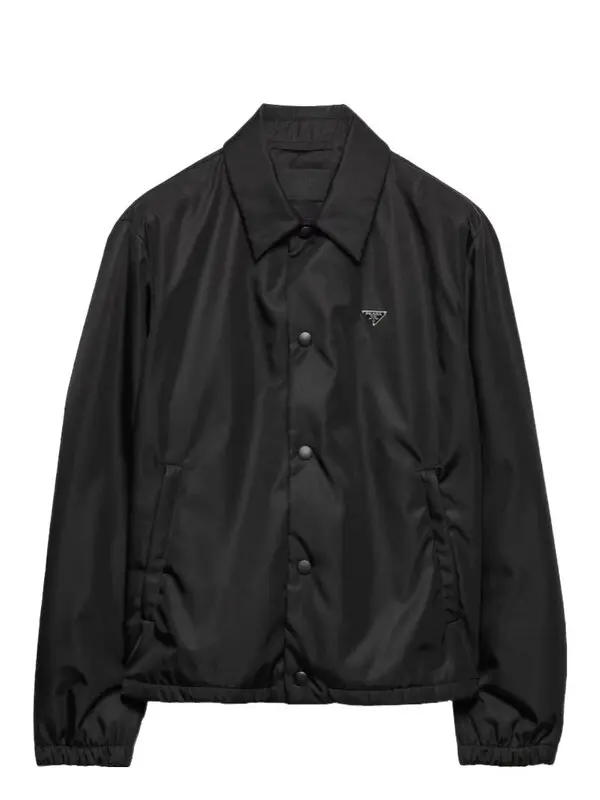 Prada Triangle-logo Button-up Coat - Black
