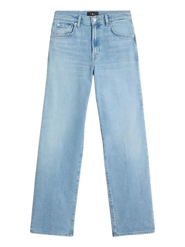 7 For All Mankind High Waist Straight Leg Jeans - Light Blue