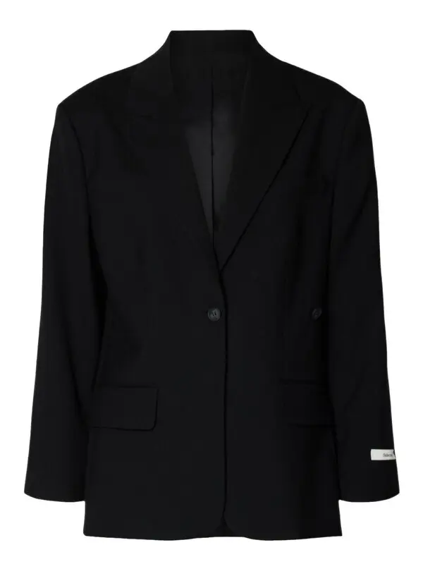 SELECTED Double-breasted Jacket With Notched Lapels - Black