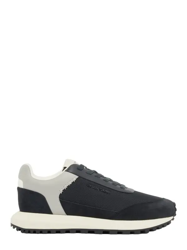 Emporio Armani Mesh-panelled Lace-up Sneakers - Navy Blue