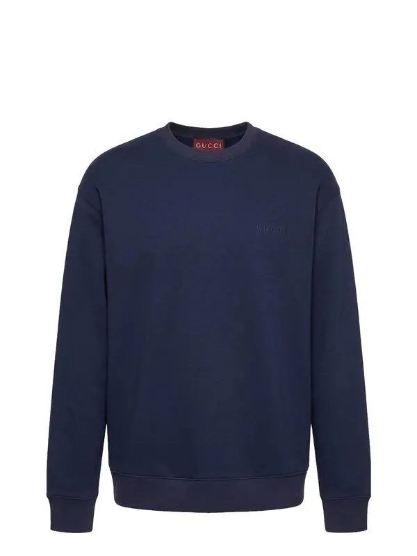 Gucci Cotton Jersey Sweatshirt With Embroidery - Navy Blue