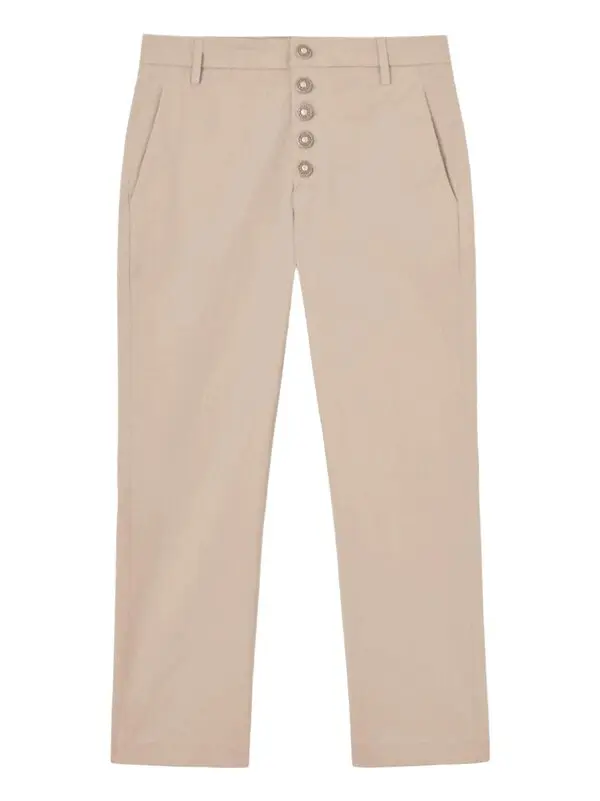 DONDUP Cropped Tailored Trousers With Jeweled Buttonholes - Nude