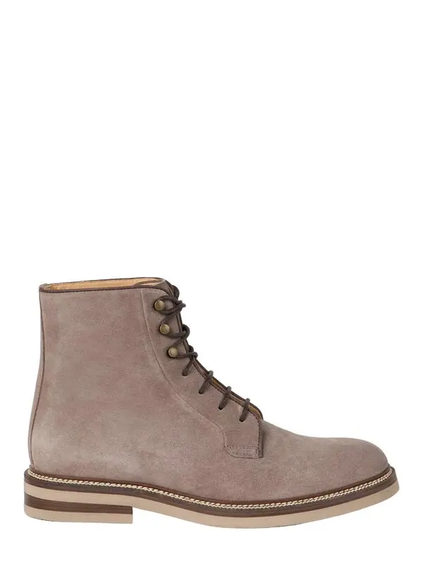 Brunello Cucinelli Suede Lace-up Boots - Deep Amber Smoky Color