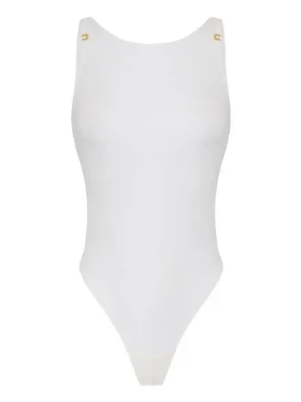 Elisabetta Franchi Sleeveless Bodysuit With Logo Detail - White