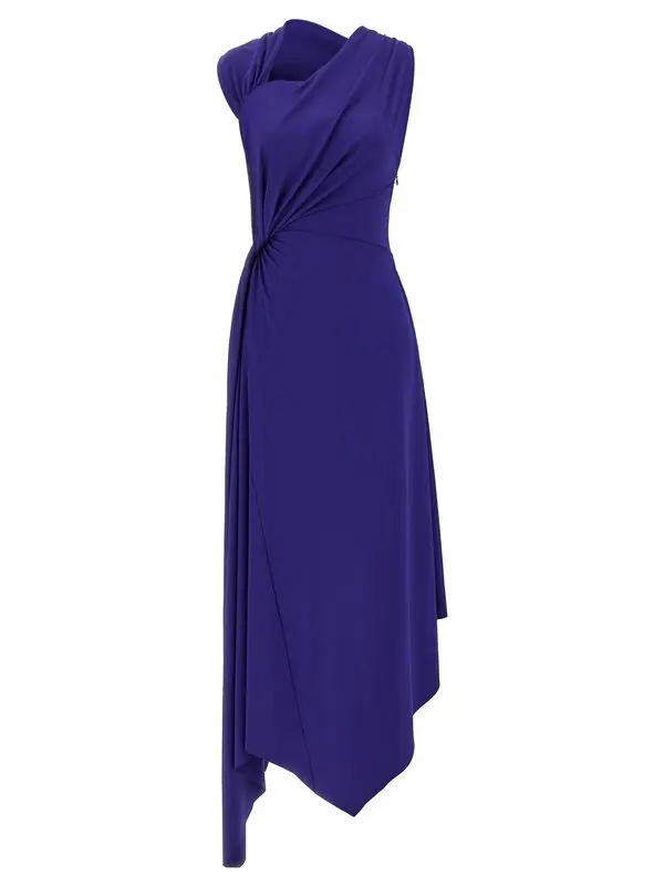 Victoria Beckham Asymmetrical Draped Midi Dress - Blue