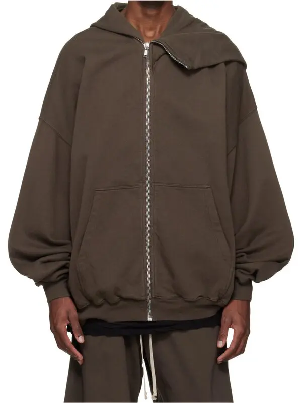 Rick Owens Temple Mountain Hun Zip-up Hoodie - Dark Gray
