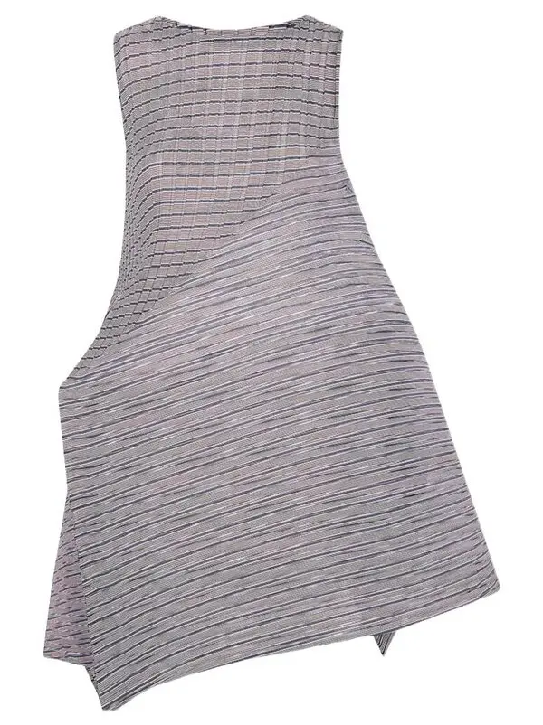 Issey Miyake Striped Asymmetrical Dress - Black Hued