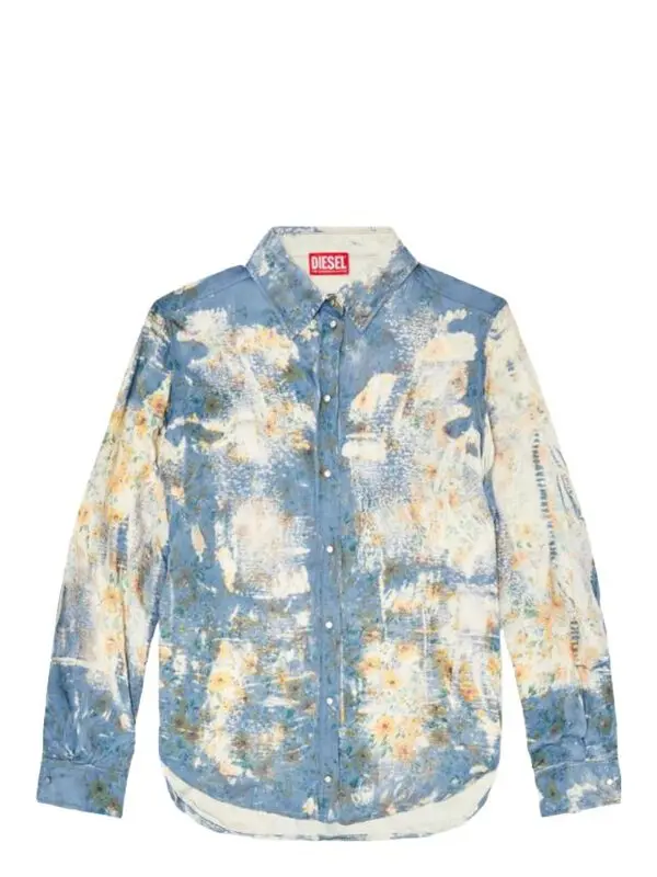 DIESEL® C-assy Floral-print Long-sleeve Shirt - Light Blue