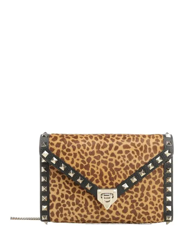 Valentino Garavani Rockstud Leopard Print Clutch Bag - Brown