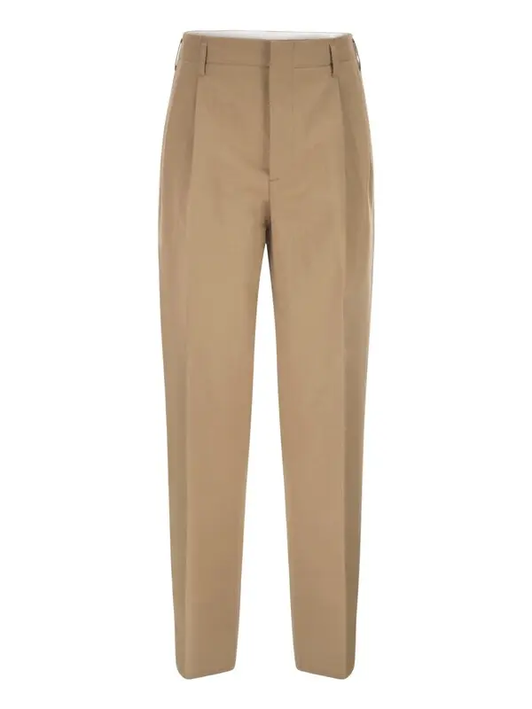 Brunello Cucinelli Straight Leg Pleated Trousers - Nude