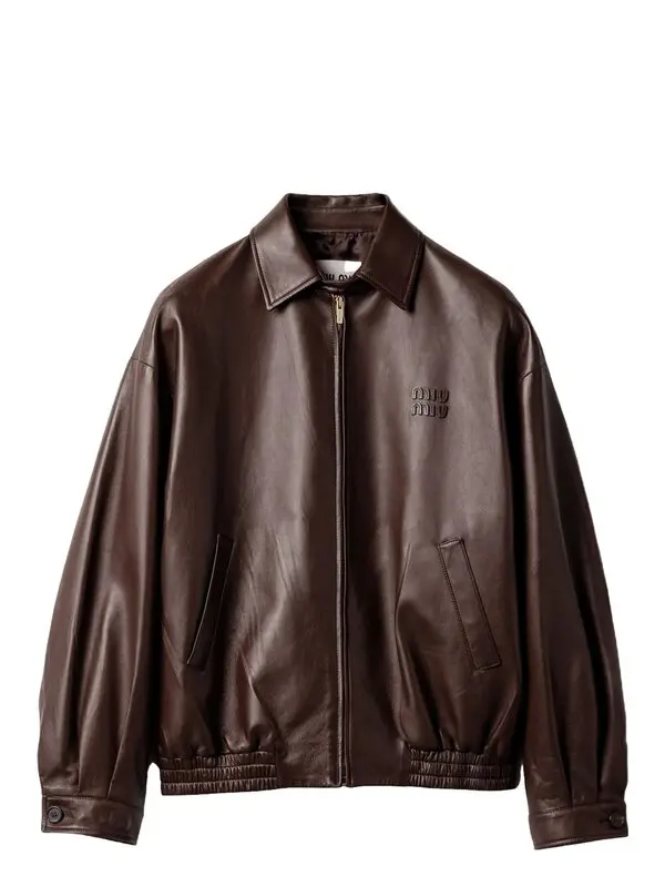 Miu Miu Nappa Leather Blouson Jacket - Black