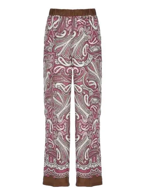 P.a.r.o.s.h Elasticated Waist Paisley Wide Leg Trousers - Multicolor