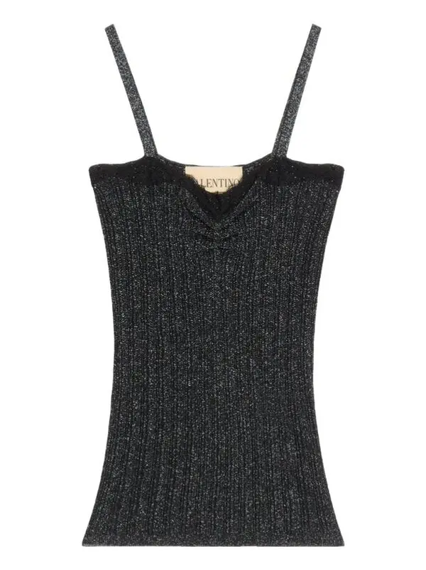 Valentino Garavani Lurex Knit Top With Sequin Details - Black