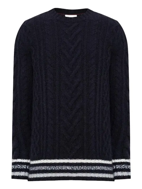 Brunello Cucinelli Monili Trim Striped Cable-knit Jumper - Black