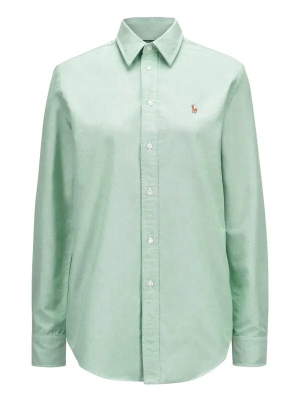 Polo Ralph Lauren Relaxed Fit Oxford Shirt With Horse Embroidery - Green