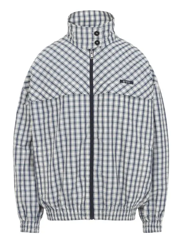 Prada Checked Zip-up Jacket - Gray