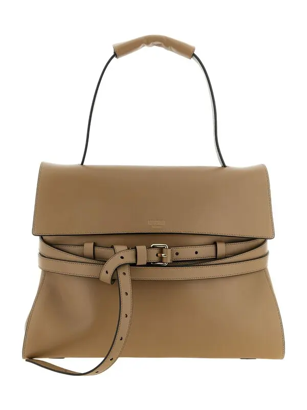 Moschino Tie Me' Leather Shoulder Bag - Beige