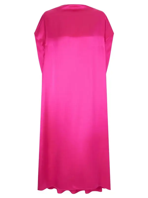 Dries Van Noten Silk Satin High Neck Midi Dress - Purple-red