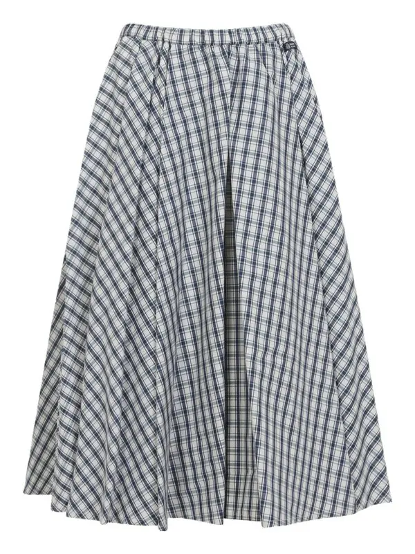 Prada Checked Midi Skirt - Gray
