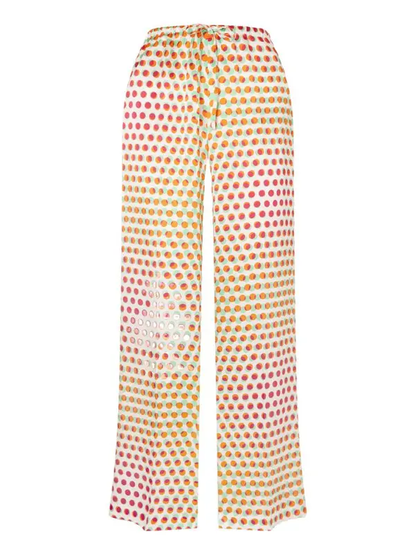Dries Van Noten Printed Silk Satin Wide-leg Trousers - White