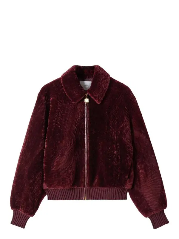 JOSEPH Alpes Shearling Bomber Jacket - Cherry
