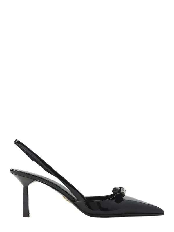 Prada Pointed-toe Slingback Pumps With Bow Detailing - Black