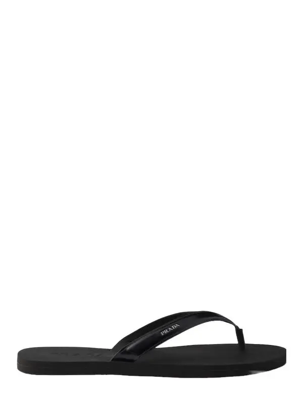Prada Logo Detailed Flip Flops - Black