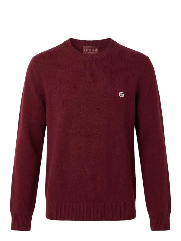 Gucci Logo Plaque Knitted Jumper - Bordeaux