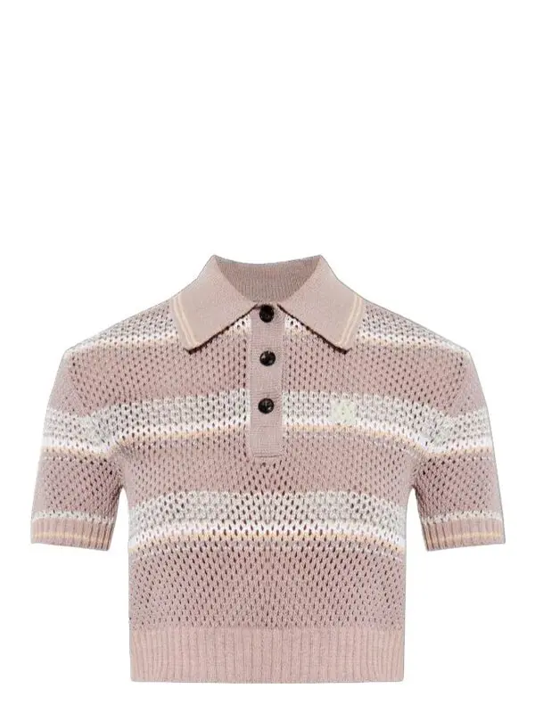 Amiri Crochet Stripe Polo Knitted Top - Dusk