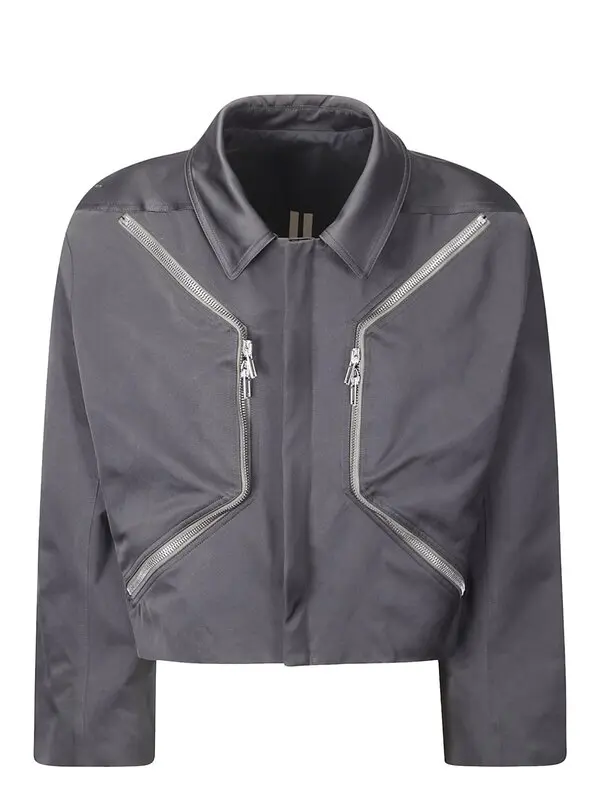 Rick Owens Long Sleeve Zip Detail Jacket - Gray