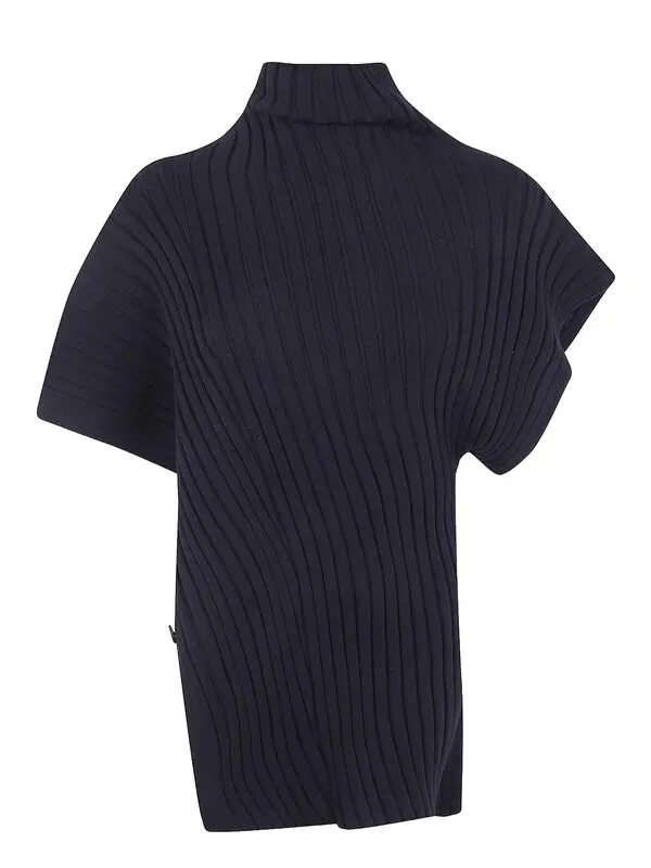 Issey Miyake Short Sleeve Knitted High Neck Jumper - Black